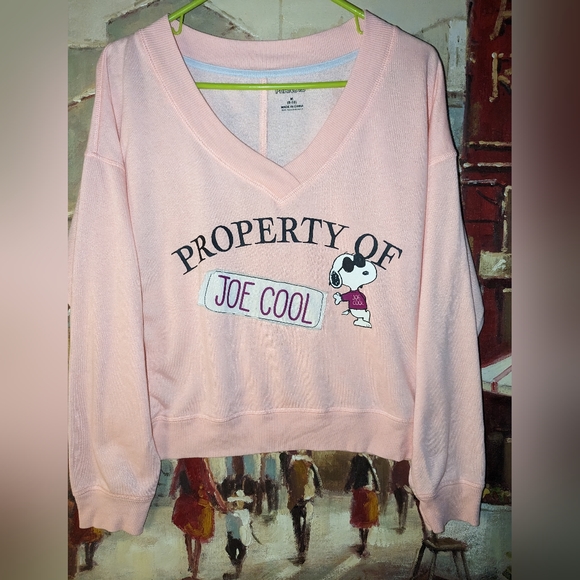 Peanuts | Tops | Peanuts Snoopy Cropped Vneck Joe Cool Sweatshirt ...